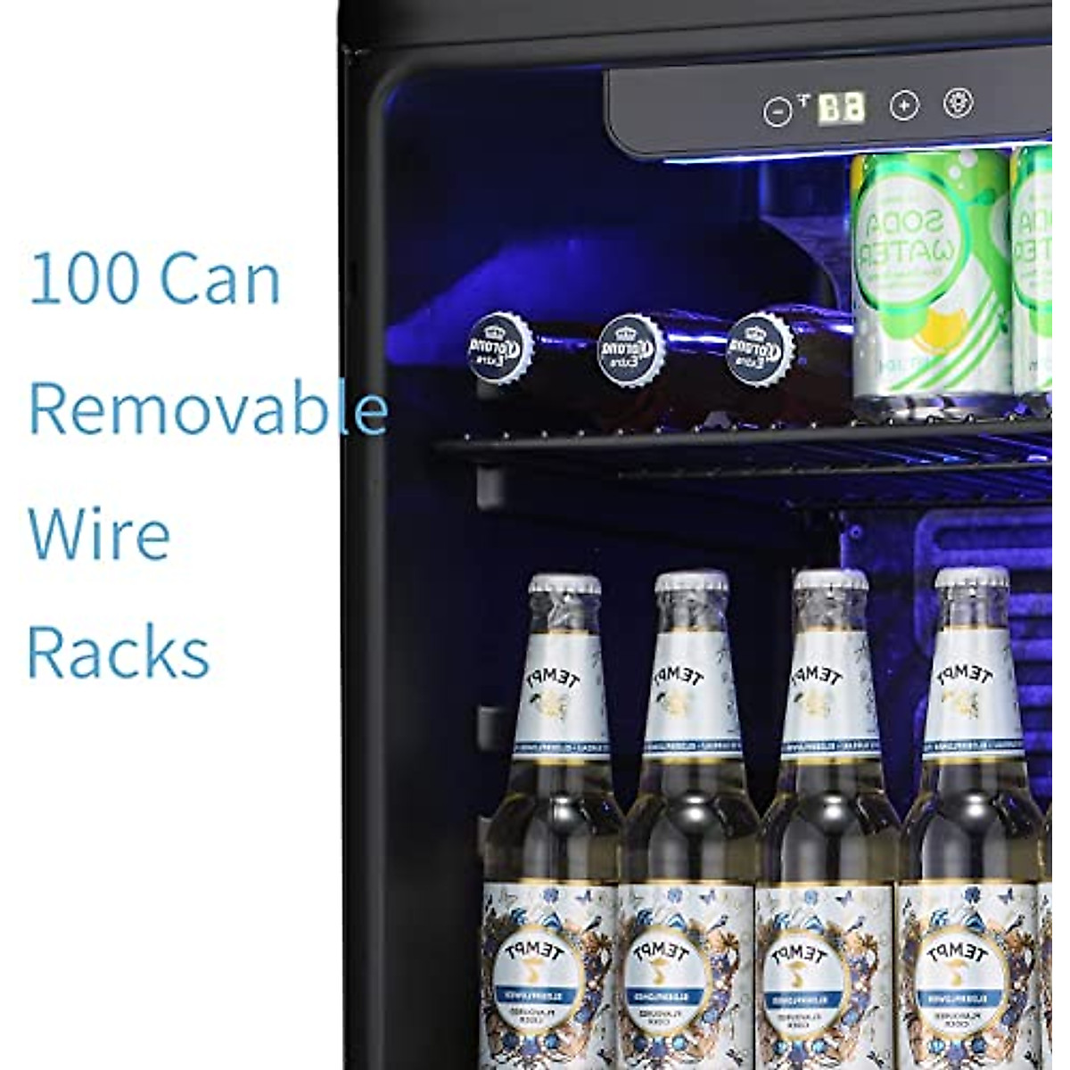 Antarctic Star Beverage Refrigerator -100 Can Mini Fridge for Soda Beer or Wine,Small Drink Dispenser, For Office or Bar with Adjustable Removable Shelves，Convertible Door ，3.2 Cu. Ft.…