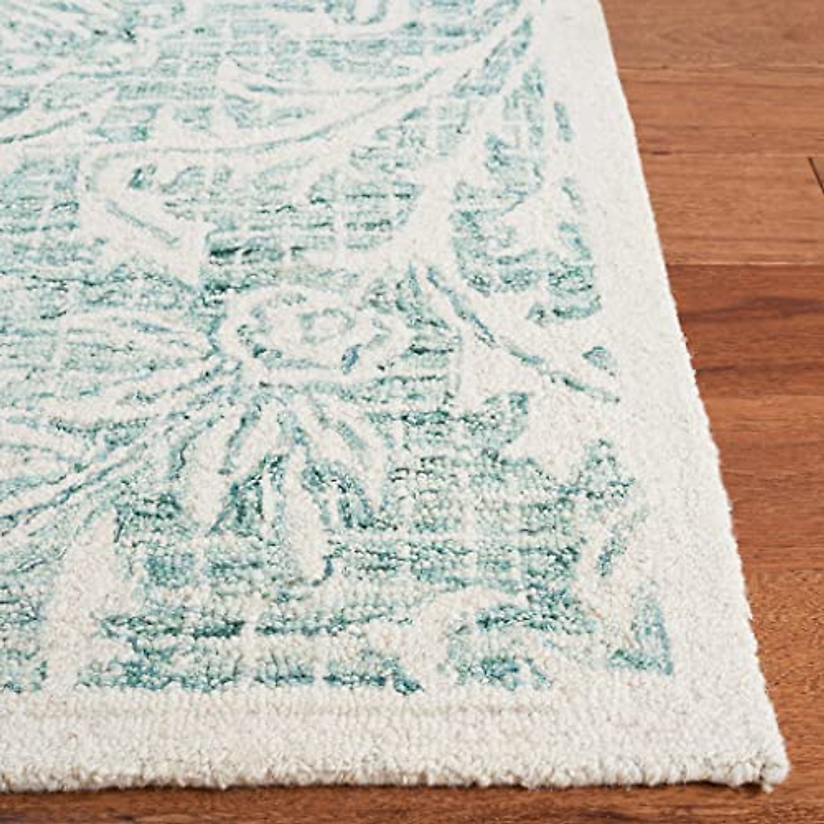 SAFAVIEH Micro-Loop Collection 5' Square Grey/Ivory MLP379F Handmade Premium Wool Area Rug