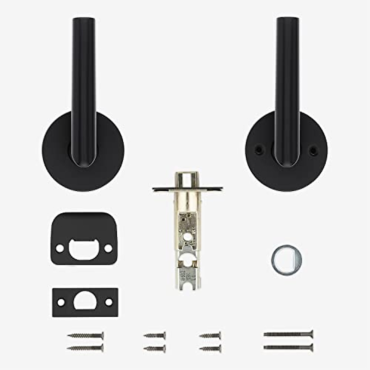 Kwikset Milan Interior Passage Door Handle, Lever For Closet and Hallway Doors, Reversible Non-Locking Handle Lever, Matte Black