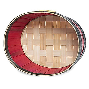 The Lucky Clover Trading Oblong Santa Buckle Woodchip Basket-9in Basket, Red