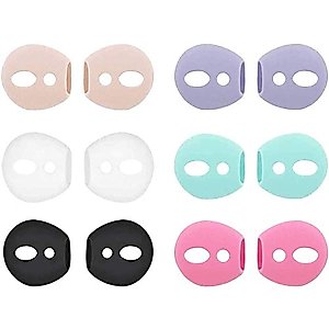 ALXCD Fit in Case Ear Cover Replacement for Air Pods Headphones, Silicone Earbud Covers Eartips, Compatible with Air Pods, 6 Pairs, White Black Pink Purple Green Gold