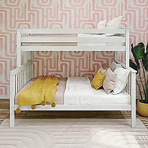 Max & Lily Bunk Bed, Twin-Over-Full Bed Frame for Kids with Ladder on End, White