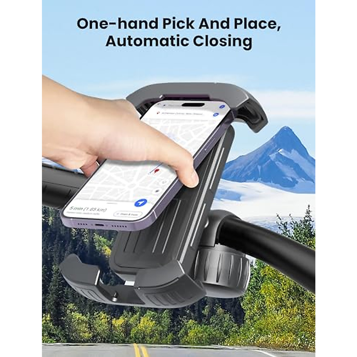 COICER Bike Phone Holder, Motorcycle Phone Mount Motorcycle Handlebar Cell Phone Clamp, Scooter Phone Clip for iPhone 14 Plus/Pro Max, 13 Pro Max, S9, S10 and More 4.7" - 6.8" Smartphones