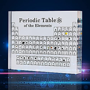 Periodic Table Real Elements Inside,Clear Acrylic Periodic Table with Elements Samples,3D Periodic Table Display with Elements,Gift for Teacher, Student, Kids(M)