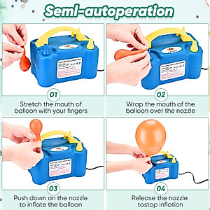 NuLink Electric Portable Dual Nozzle Balloon Blower Pump Inflation for Decoration, Party [110V~120V, 600W, Royal Blue]