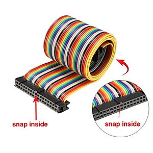 uxcell IDC Rainbow Wire Flat Ribbon Cable 34 Pins 48cm Length 2.54mm Pitch 2pcs Type-C