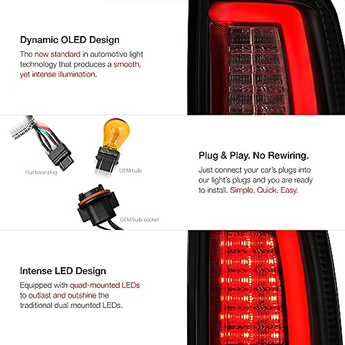 VIPMOTOZ Premium OLED Tube Tail Light Lamp For 2009-2018 Compatible with Dodge RAM 1500 2500 3500 - [Factory Incandescent Model] - Matte Black Housing, Smoke Lens, Driver & Passenger Side