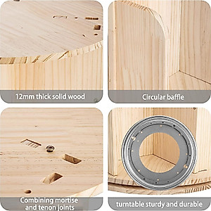 BYERZ Rotating Bookshelf, Small Book Shelf for Small Spaces, 360 Rotating Bookshelf Storage Rack, Wood Narrow Book Shelf Organizer for Bedroom, Living Room Book Shelves, Pink