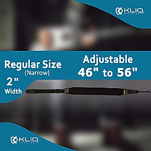KLIQ AirCell Guitar Strap for Bass & Electric Guitar with 3" Wide Neoprene Pad and Adjustable Length from 46" to 56" (Regular), Black