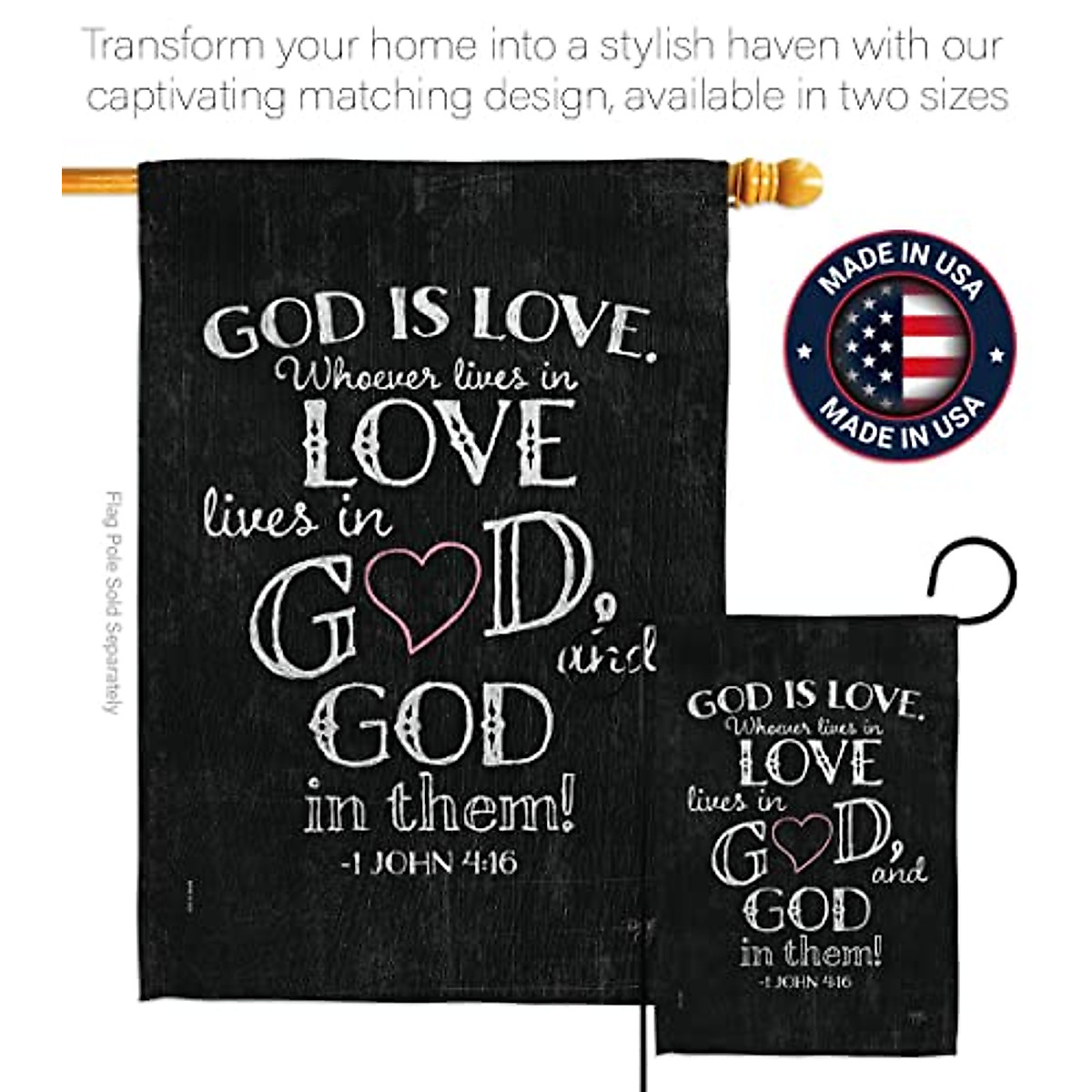 Breeze Decor God is Love Garden Flag Religious Bible Verses Bless Faith Thank Hope Pray Christian Religion House Decoration Banner Small Yard Gift Double-Sided, Made in USA