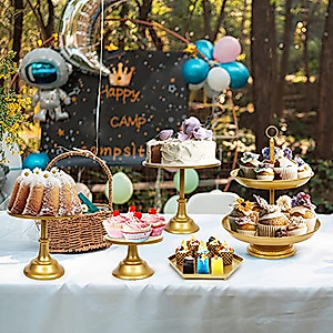 Gold Cake Stand for Dessert Table, 5PCS Metal Cake Stands Table Display Set, Pastry Trays, Wedding Cupcake Stand Set Pedestal/Display/Plate/Stands and Trays, Birthday Party Decorations for Tables