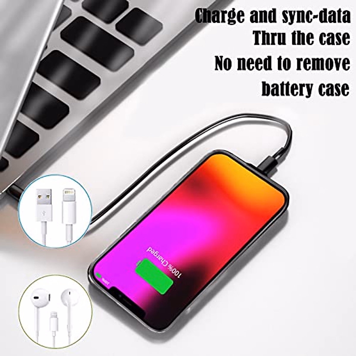 Corefyco Direct Battery Case for iPhone 12/12 Pro (6.1 inch),8000mAh Rechargeable Charger Portable Protective Charging Case,Compatible with iPhone 12 and iPhone 12 Pro - Black