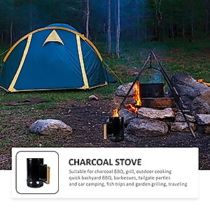 DOITOOL 2pcs Kindling Grill Bucket Fireplace Cubes Chimney Can Trigger Barbecue Black and Outdoor Barrel for Igniting Burner Fast Briquettes Lighter Picnic Lump Cooking Hardwood Camping