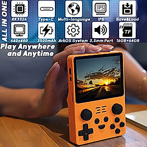 RGB20S Handheld Game Console 3.5 inch Retro Games Consoles Classic Emulator Hand-held Gaming Console Hand Held Video Games System Yellow