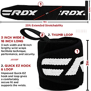 RDX Wrist Wraps for Weightlifting (Pair), IPL USPA Approved, Elasticated 18” Cotton Straps Support with Thumb Loop, Gym Wrap for Weight Lifting Powerlifting Competition Strength Training Bodybuilding