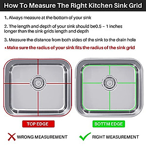 Brzkyr Universal Kitchen Sink Protector Grids, 13 9/16" X 11 5/8" Stainless Steel Sink Grid and Sink Protector with Rear Drain with Corner Radius 3-1/2", Sink Bottom Grid