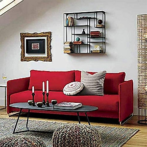 PIBM Stylish Simplicity Shelf Wall Mounted Floating Rack Shelves Iron Art Simple Rectangle Bookshelf Display Stand Collection Rack, Black ,