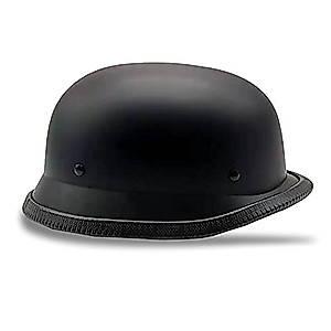 German Style Motorcycle Helmet, Thin Skull Cap Half Helmet for Adult Men Women, Novelty DOT Half Shell Helmet, Retro Half Face Helmet for Cruiser Scooter Chopper, DOT Approved (Matte Black, X-Large)