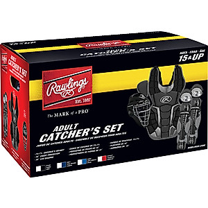 Rawlings Renegade 2.0 Adult NOCSAE Baseball Protective Catcher's Gear Set, Black and Silver