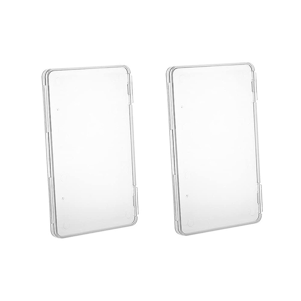 2pcs Clear Plastic Rectangle Storage Containers Box with Hinged Lid Best for Card,Accessories,Crafts,Coins,Learning Supplies,Screws,Drills,Battery