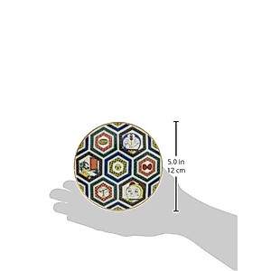 Doraemon 008145 Kutani Ware Small Plate, Kokutani Style, Turtle Shell, Made in Japan