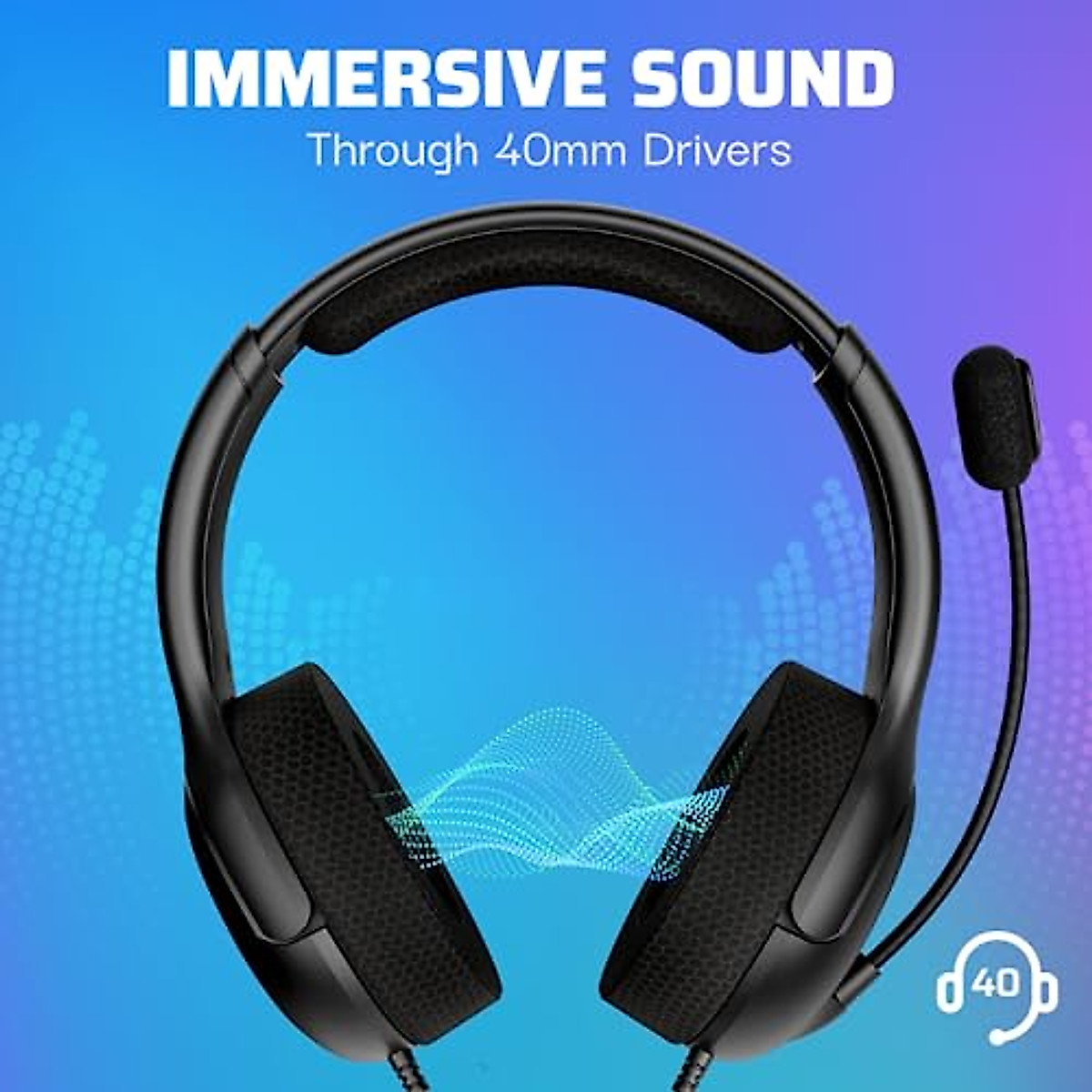 PDP AIRLITE Wired Stereo Gaming Headset, Officially Licensed by Sony PlayStation 5, PS5/PS4/PS3/PC, Lightweight Durable Headphones, 3.5mm audio jack, Noise-canceling Flip-to-Mute Mic, Black