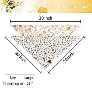 CROWNED BEAUTY Spring Dog Bandanas Reversible Large 2 Pack, Floral Donuts Set, Plaid Adjustable Triangle Holiday Pink Scarves for Medium Large Extra Large Dogs Pets DB33-L