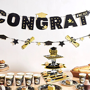 2023 Graduation Cupcake Stand for Graduation Party Decorations Supplies 3 Tier Class of 2023 Cardboard Dessert Stand for 24 Cupcake Toppers Picks