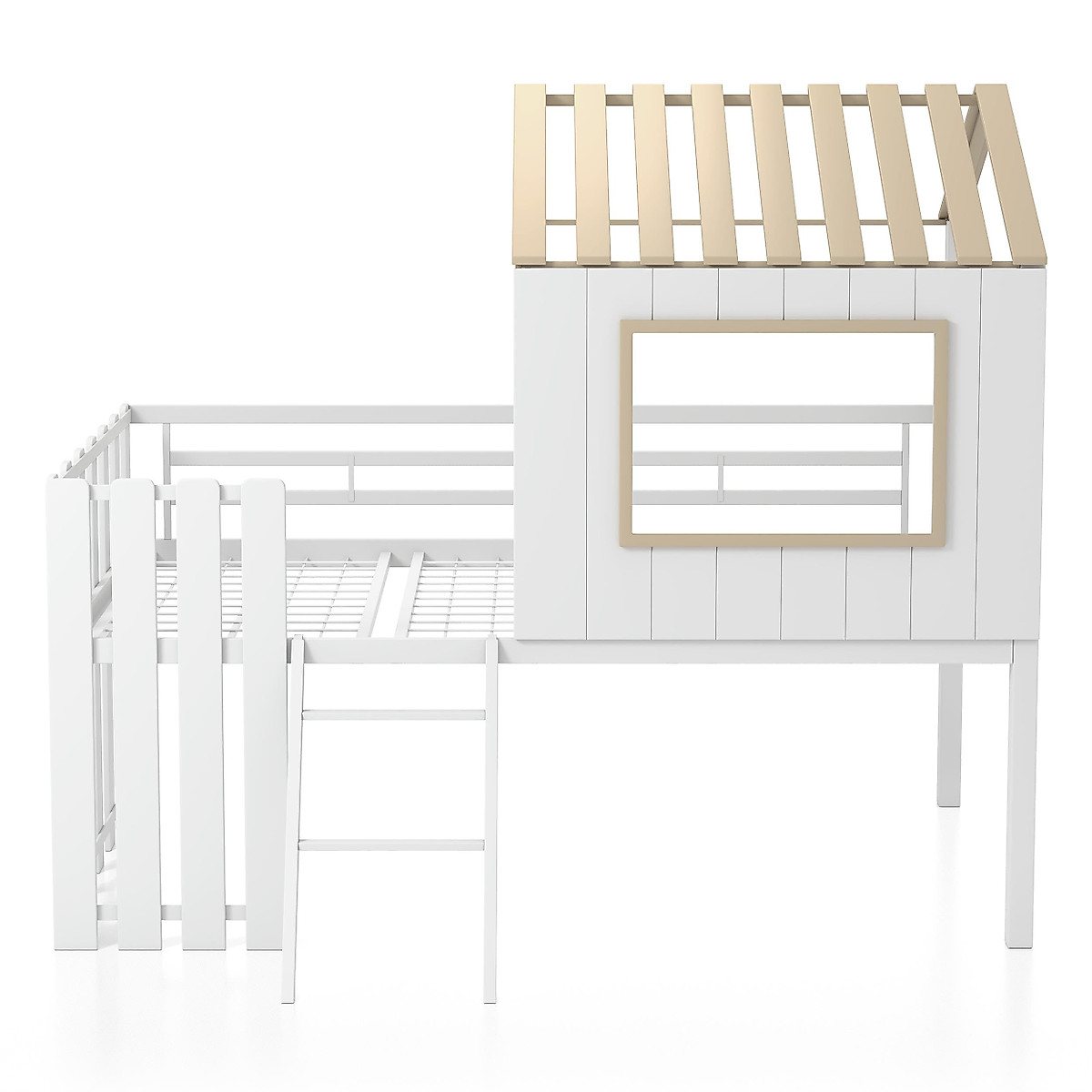 Furniture of America Cumberland Metal Playhouse Themed Twin Bed in White