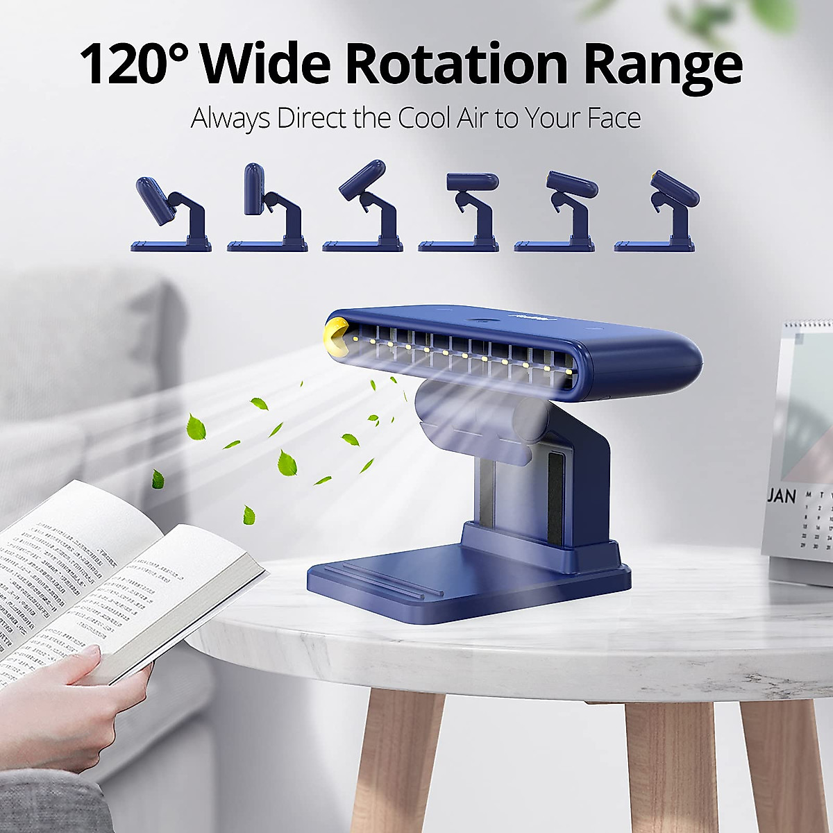PALIFEL Portable Mini Desk Fan, Touch Control Table Fan, Quiet Cool & Air Circulating Monitor Clip on Fan for Office, 2400mAh Rechargeable Battery Operated Personal USB Small Fans for Home & Outdoor