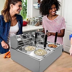 Commercial Noodle Boiler,Commercial 110V Noodle Cooker with Four Baskets - Temperature Adjustable Boiler for Vegetables, Spaghetti, Dumplings, Soup, Fried Snacks