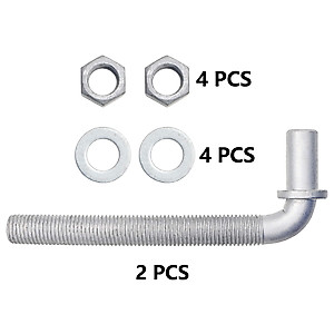 Wulankd 2Pcs 6 inch Heavy Duty J-Bolt Gate Hinge with 5/8" for Chain Link Fence, Galvanized Steel Post Gate Hinges for Farm Gate Hardware, Nuts & Washers Included