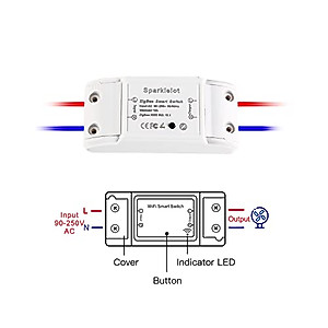 Sparkleiot Zigbee Smart Home WiFi Wireless Remote Switch Breaker, LED Light Controller, DIY Relay Module,Compatible with Alexa & Google Home Assistant,Hub Required