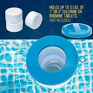 U.S. Pool Supply Pool Floating Collapsible Chlorine 3" Tablet Chemical Dispenser, 7" Diameter Floater- Adjustable Balanced Chemical Delivery