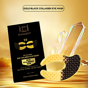 ICANdOIT 24K Gold Eye Mask For Dark Circles&Puffiness,Anti-Aging,Anti-Wrinkle With Hyaluronic Acid and Collagen,Eye Zone Care Eye Patches for All Skin Types,Best Gift Idea for Women&Men,7Pairs