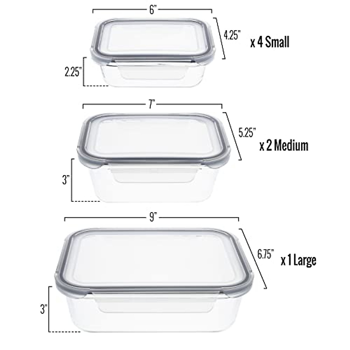 Beille 14pc Food Storage Containers with Lid Glass Meal Prep Containers, BPA Free