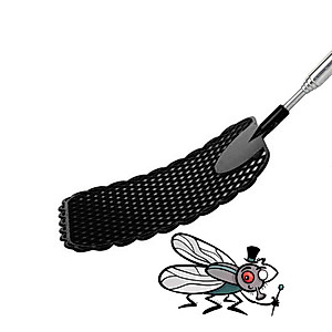 WBTY Telescopic Fly Swatter 4 PCS Plastic Fly Swatters with Stainless Steel Handle for Indoor Outdoor, Extendable Flyswatter (Black)