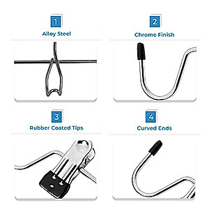 USTECH Cami Space Saving Closet Hangers with Rubber Coated Tips | Steel Pant Hangers with Clips for Tank Tops & Lingerie | Non-Slip Skirt Hangers with Metal Clip Hook for Multipurpose | Pack of 12