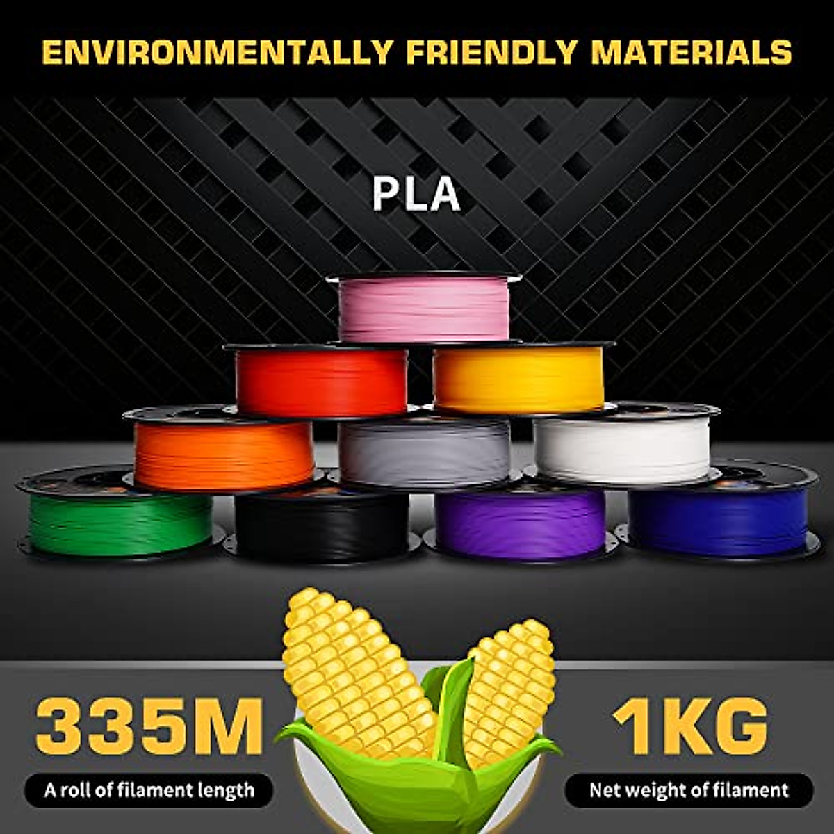 LOTMAXX PLA Filament 1.75mm PLA 3D Printer Filament, 1kg Spool (2.2lbs), Dimensional Accuracy +/- 0.03mm, Fit Most FDM Printer(Yellow)