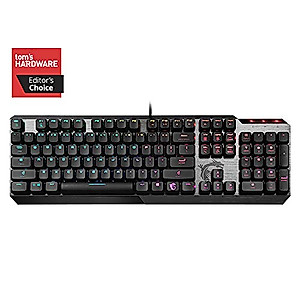 MSI Vigor GK50 Low Profile RGB Mechanical Gaming Keyboard, Kailh White Low Profile Switches, Brushed Aluminum Design, Ergonomic Keycap Design, RGB Mystic Light