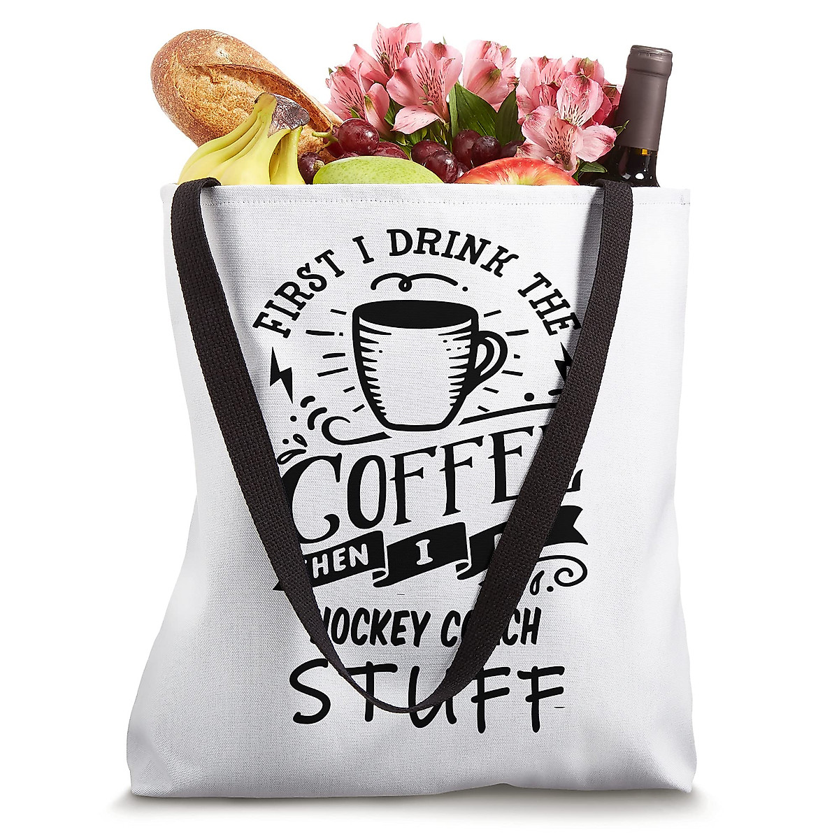 Hockey Coach Coffee Quote Funny Black Tote Bag