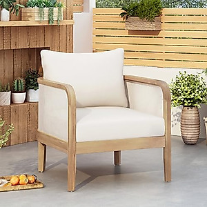 Merax Outdoor Acacia Wood Patio Club Chair Conversation Set with Waterproof Thick Cushion Deep Seating for Porch,Garden