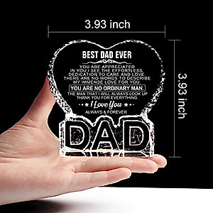ZHSHWAT Gift for Dad,to My Dad Heart-Shaped Crystal Fathers Day Anniversary Birthday Gifts for Dad from Daughter, Son, Kids