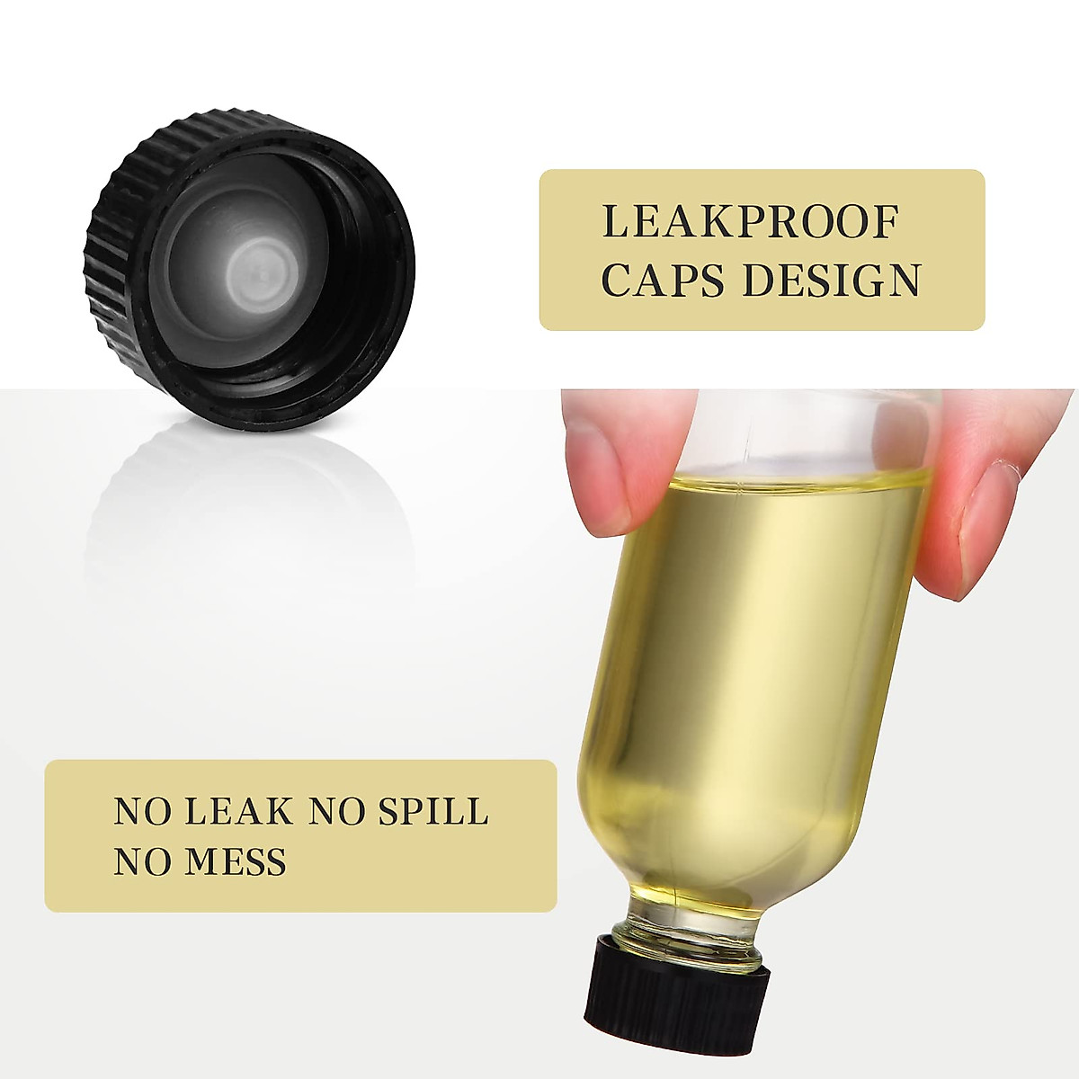 Cibeat 12 pack 2 oz Clear Glass Boston Bottle With Black Poly Cap, Funnel, Chalk Labels, Pen Dispensing Bottles for Homemade Vanilla Extract, Essential Oils, Herbal Medicine, Wedding Christmas Decor