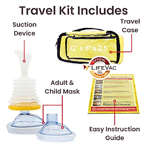 LifeVac Choking Rescue Device for Kids and Adults | Portable Airway Assist & First Aid Choking Device | Yellow Travel Kit