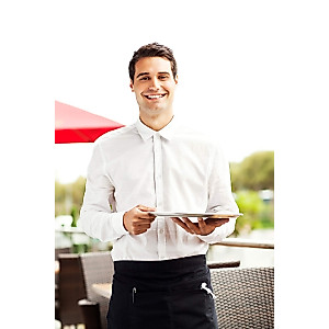 BOHARERS 4 Pack Waitress Aprons with 3 Pockets - Server Aprons for Waiter, Extra Long Straps Short Black Apron