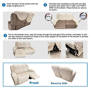 MAXIJIN Recliner Loveseat Slipcover, 6 Pieces Stretch Velvet Reclining Sofa Cover, 2 Seater Love Seat Recliner Couch Cover, Thick, Soft, Washable Furniture Cover (Loveseat Recliner, Dark Coffee)