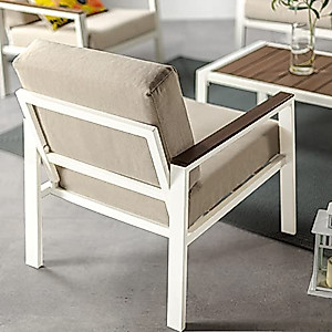 ZINUS Dillon Aluminum and Poly Lumber Outdoor 4 Piece Conversation Set / Patio Furniture Set / Weather Resistant and Rust Proof / Easy Assembly, White