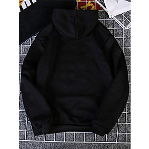 Floerns Women's Drawstring Hoodie Long Sleeve Heart Print Pullovers Sweatshirt Black S