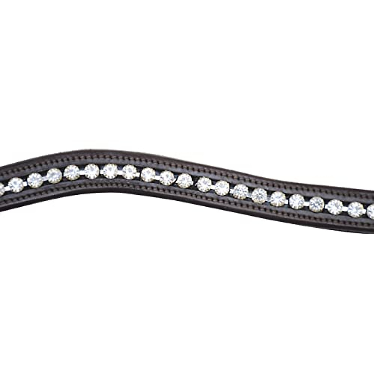 Saddles World Fancy Black Leather White Center Pearl with Clear Crystals Browband - Full Size